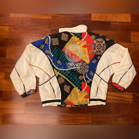 Versace | Jackets & Coats | Vintage Versace Bomber Jacket Logo Front ...